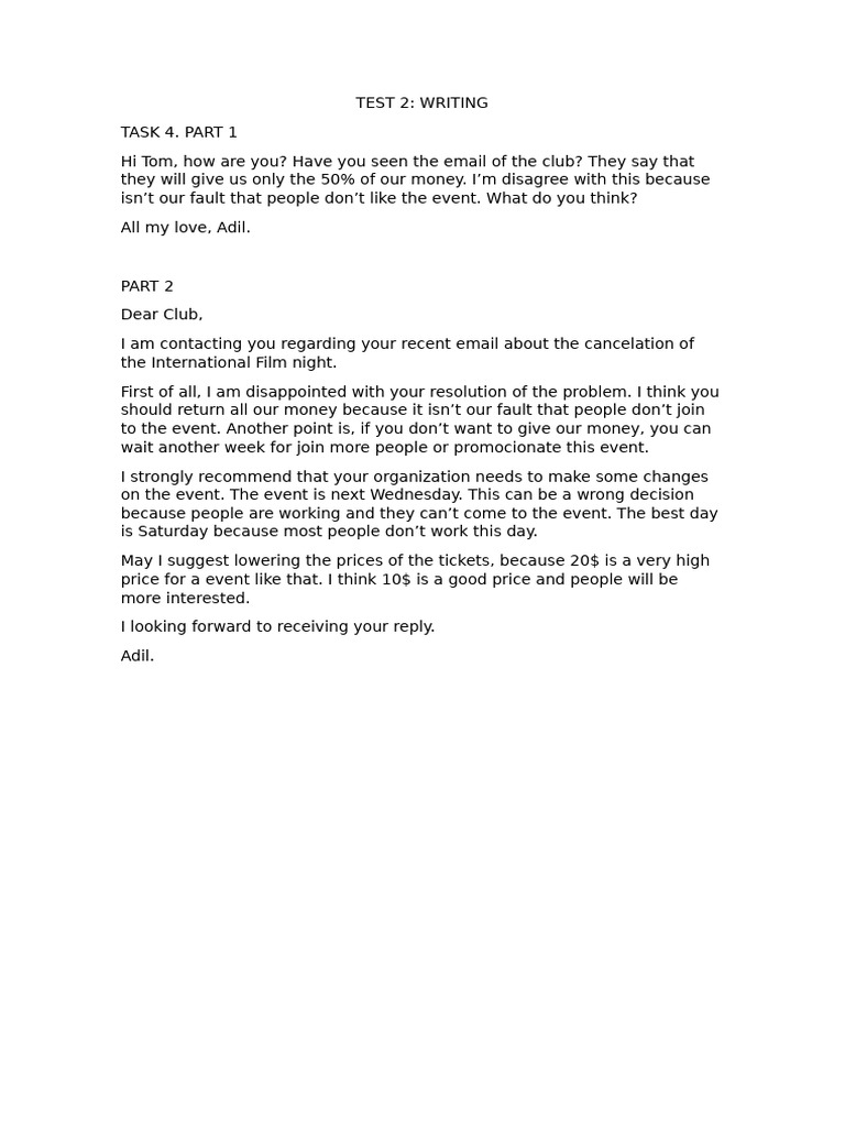 TEST 2. Writing Adil | PDF