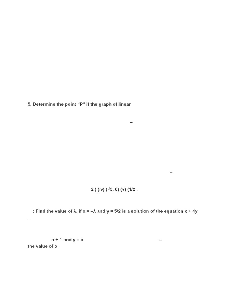 Grade 9 Work Sheet 15 Linear Equation | PDF