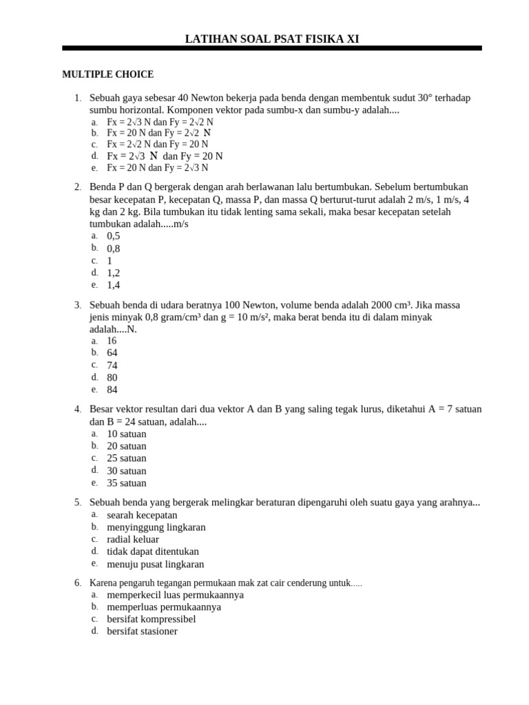 LATIHAN SOAL PSAT 2024 Susah Sekali | PDF