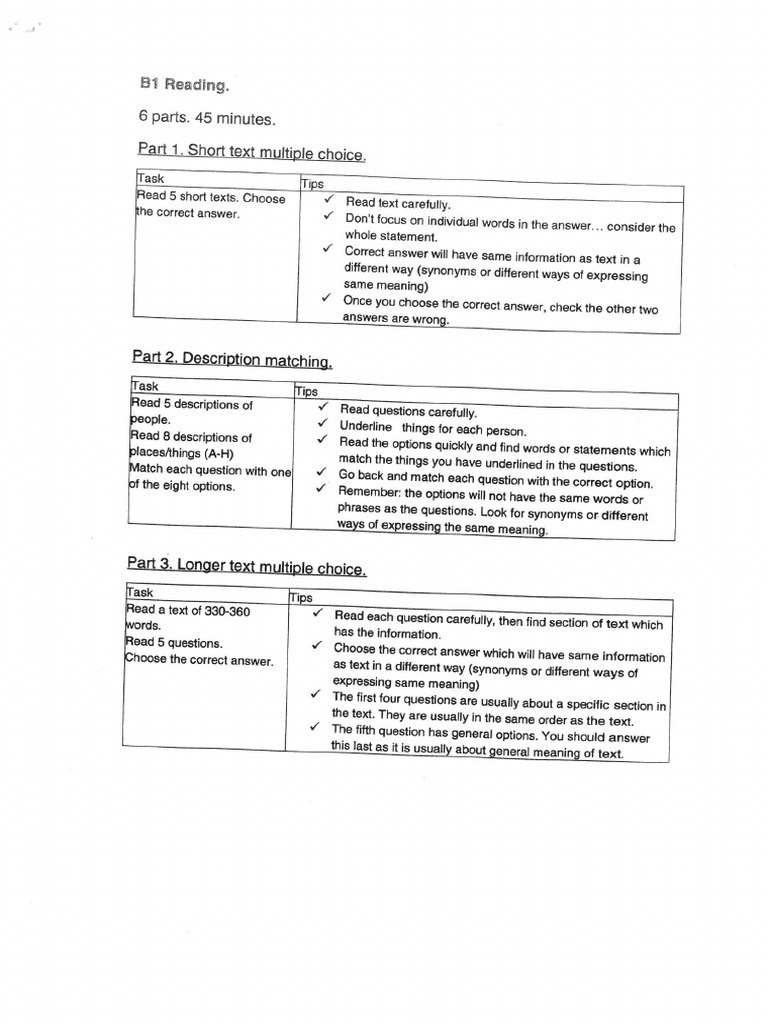 Reading Tips b1 | PDF