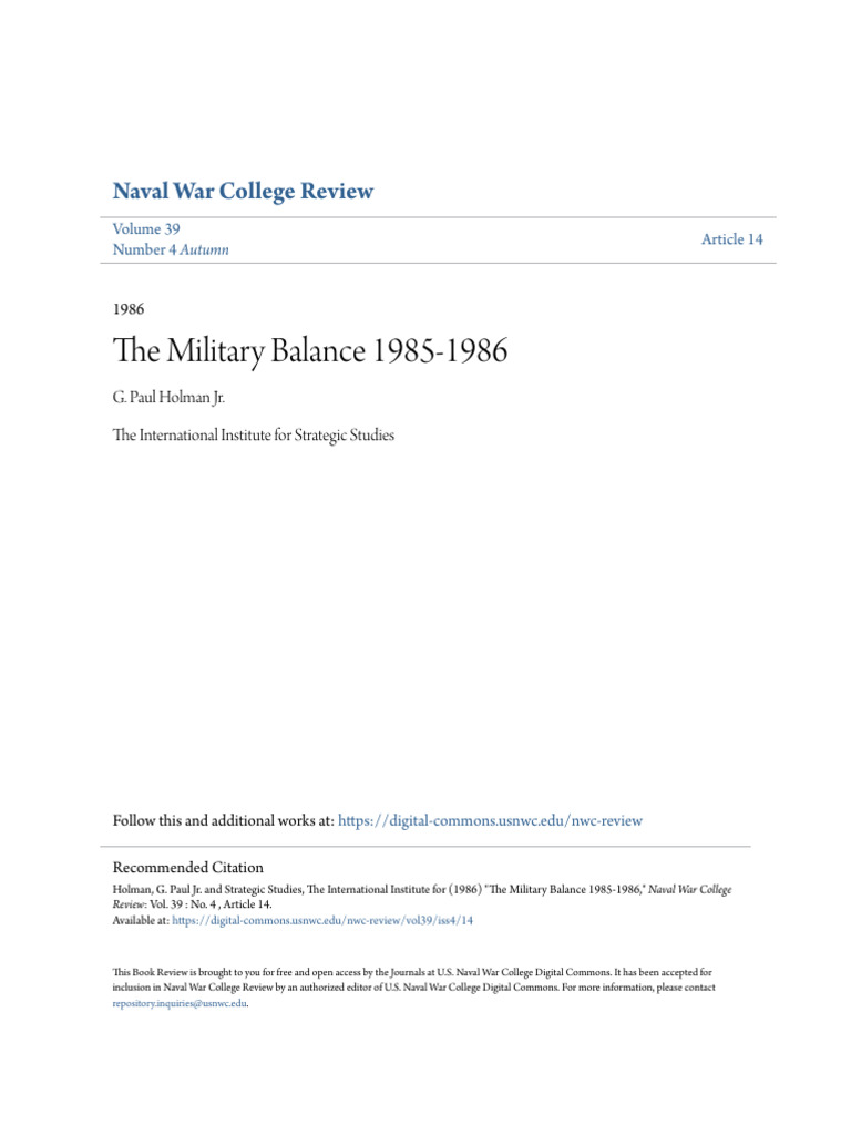 Military Balance 1985-1986 Review | PDF