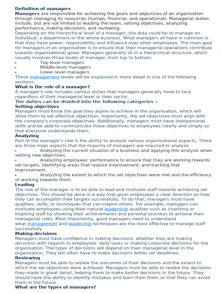 Definition of managers | PDF | Emotional Intelligence | Skill