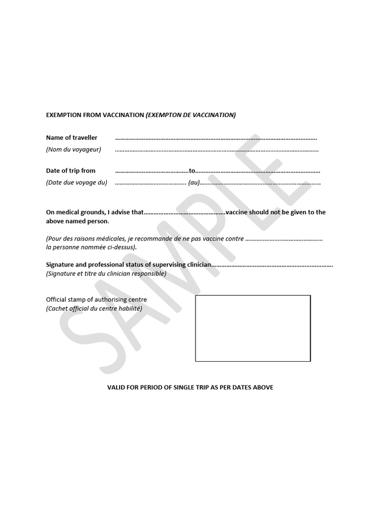 Exemption From Vaccination Sample | PDF