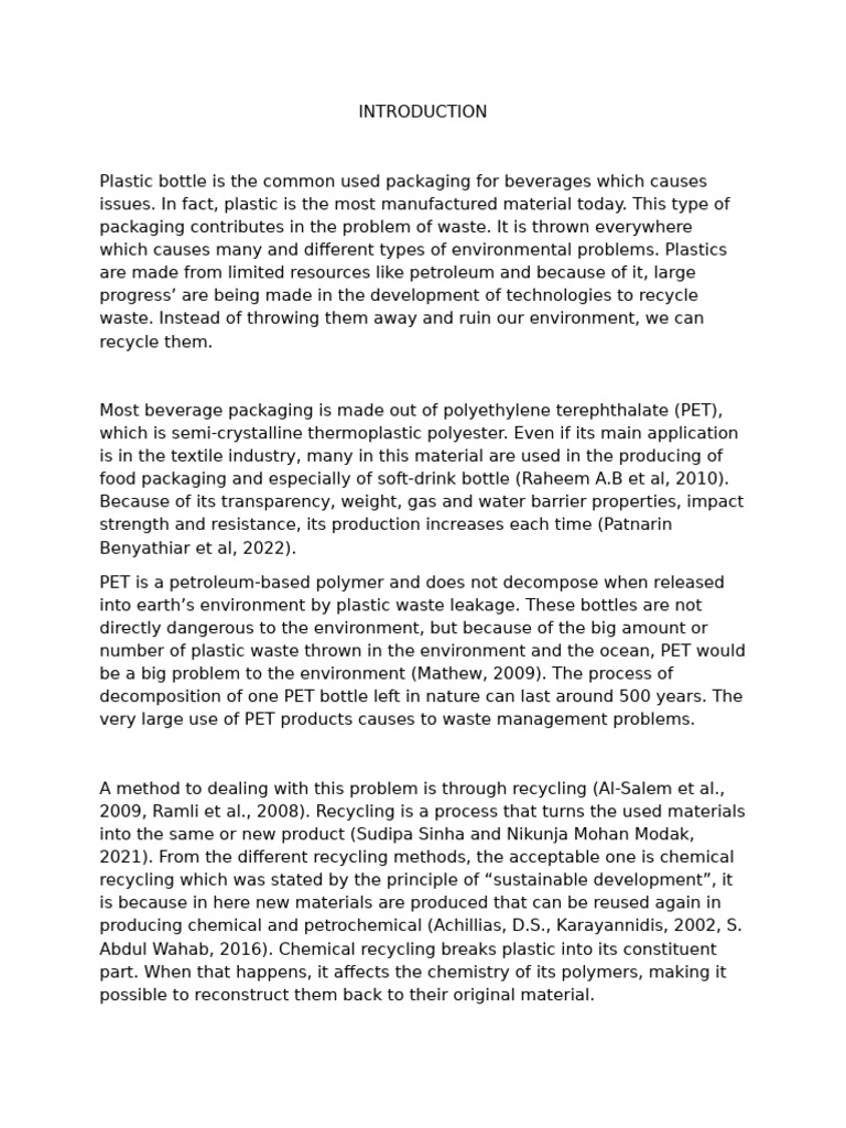 INTRODUCTION (2) | PDF | Plastic | Recycling