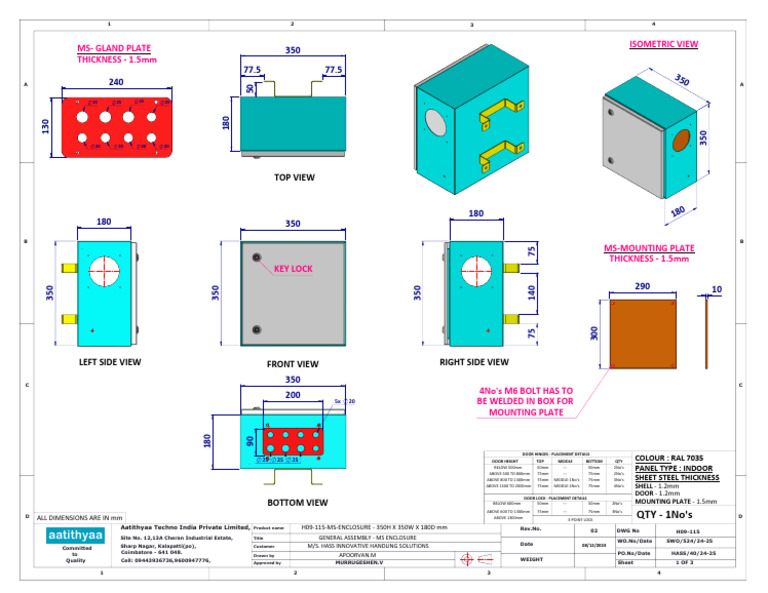 MS Enclosure General Assembly Drawing | PDF | Door
