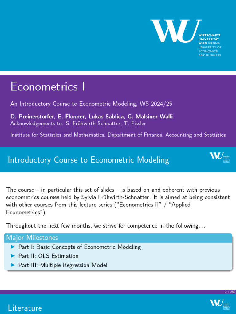 Slides Eco1 2024 | PDF | Ordinary Least Squares | Econometrics