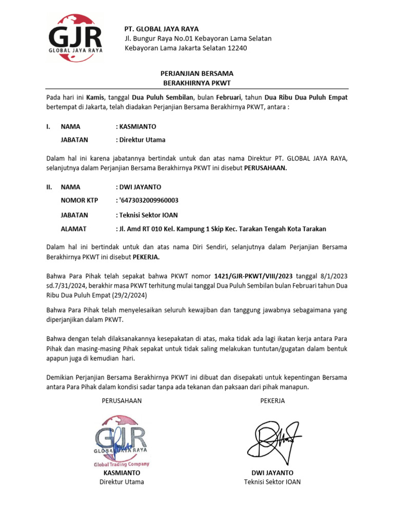 Perjanjian Bersam2-287 | PDF