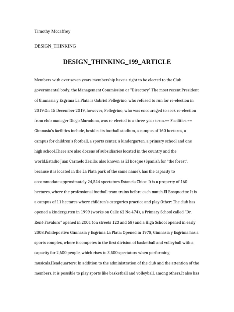Design Thinking 199 Article | PDF | Sports | Association Football Clubs