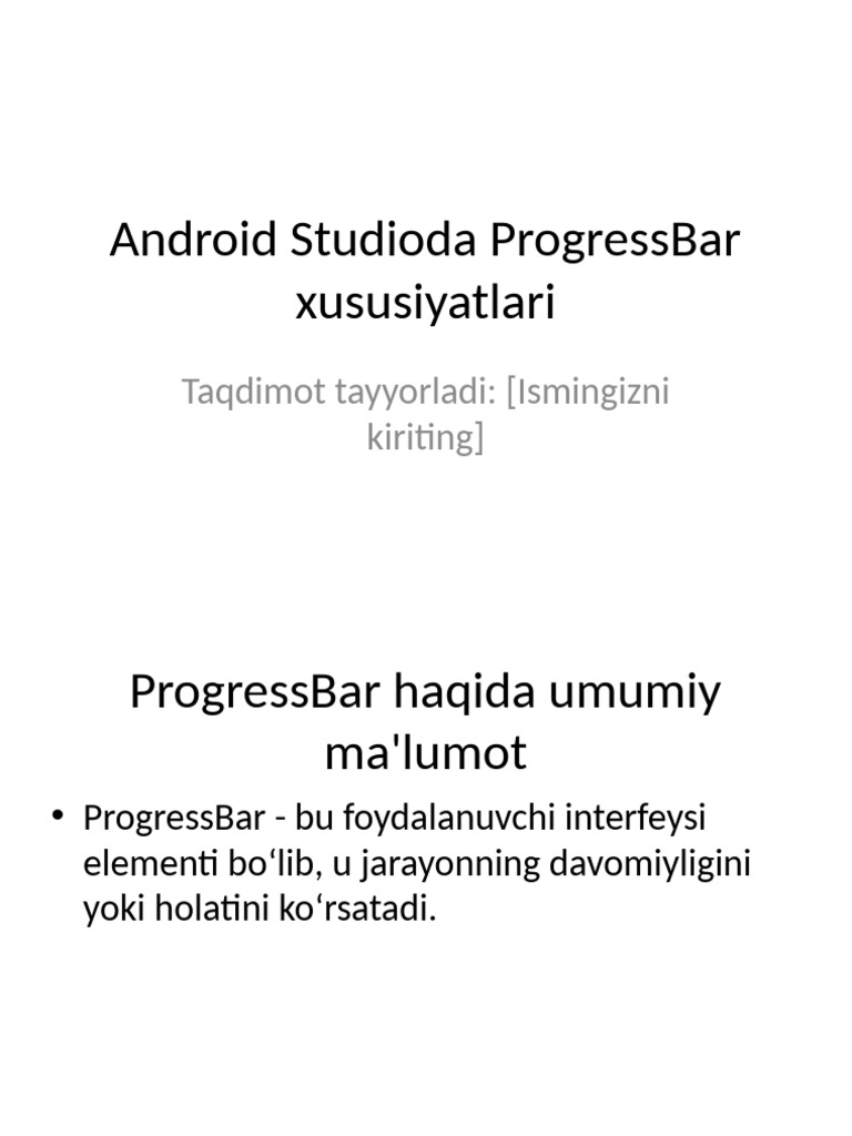 Android Studio ProgressBar Guide | PDF