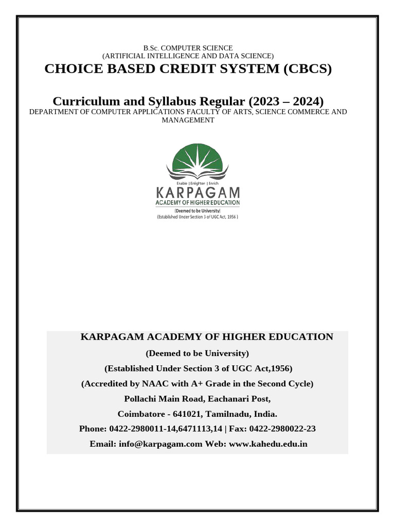 B SC Cs Ai Ds Syllabus 2023 2024 | PDF | Thesis | Mentorship