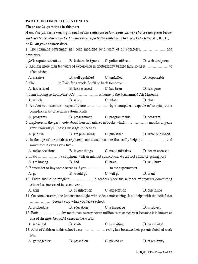 Incomplete Sentences and Texts Practice | PDF | Bus