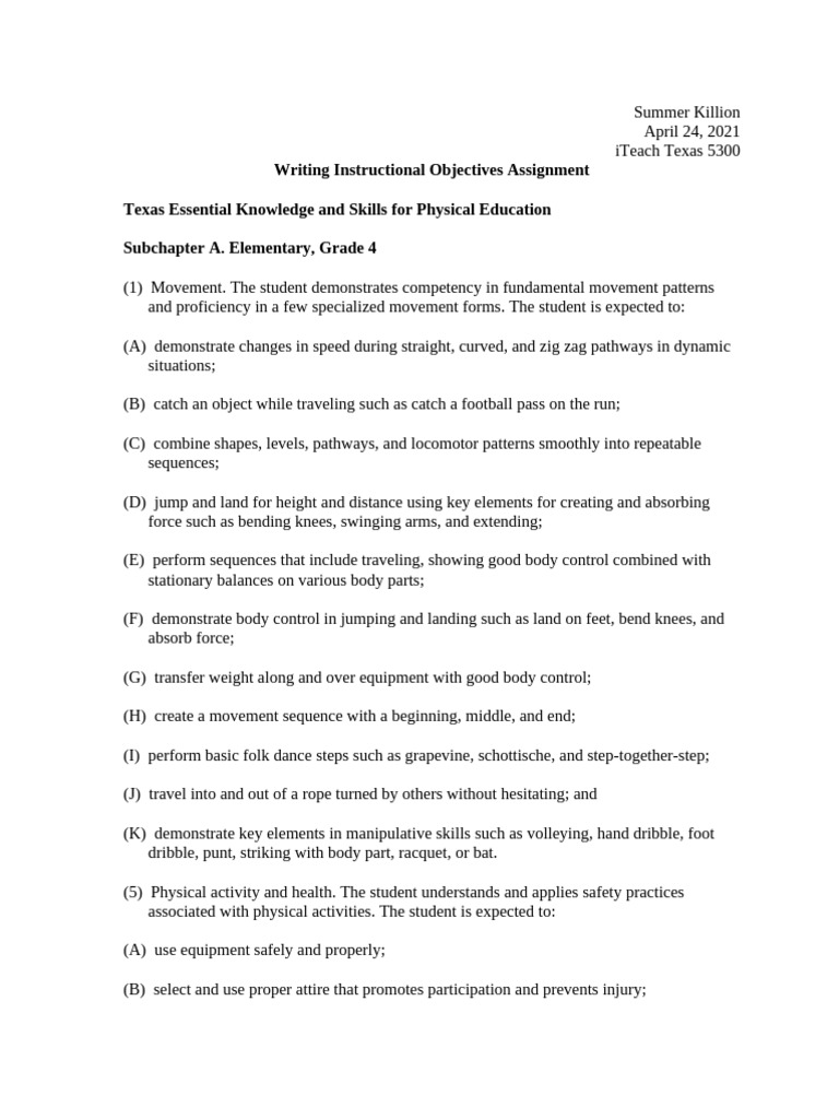 Writing Instructional Objectives Assignment iTeach | PDF