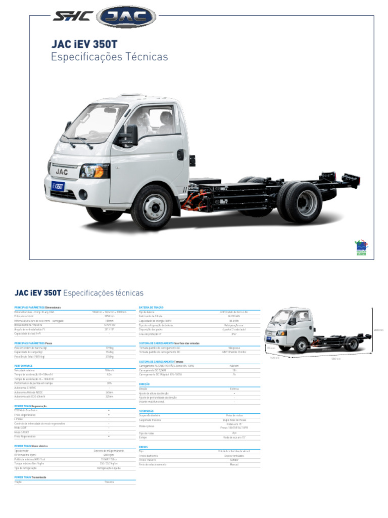 Especificações Técnicas do JAC iEV 350T | PDF | Veículo motorizado ...