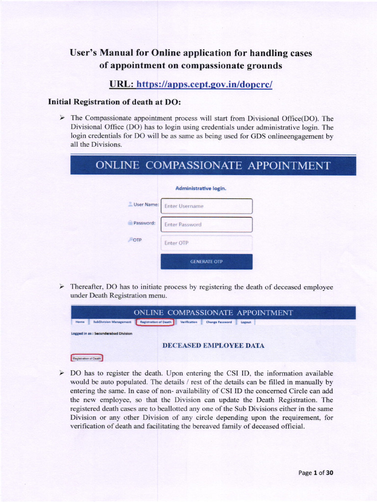 Online Compassionate Appointment Guide | PDF | Computer Access Control ...