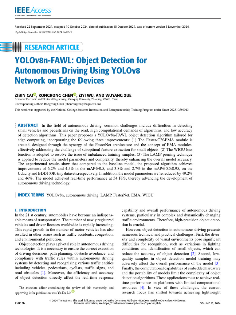 YOLOv8n-FAWL Object Detection for Autonomous Driving Using YOLOv8 ...