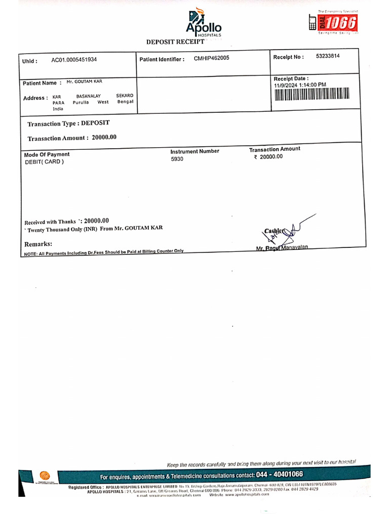 Deposit Receipt) | PDF