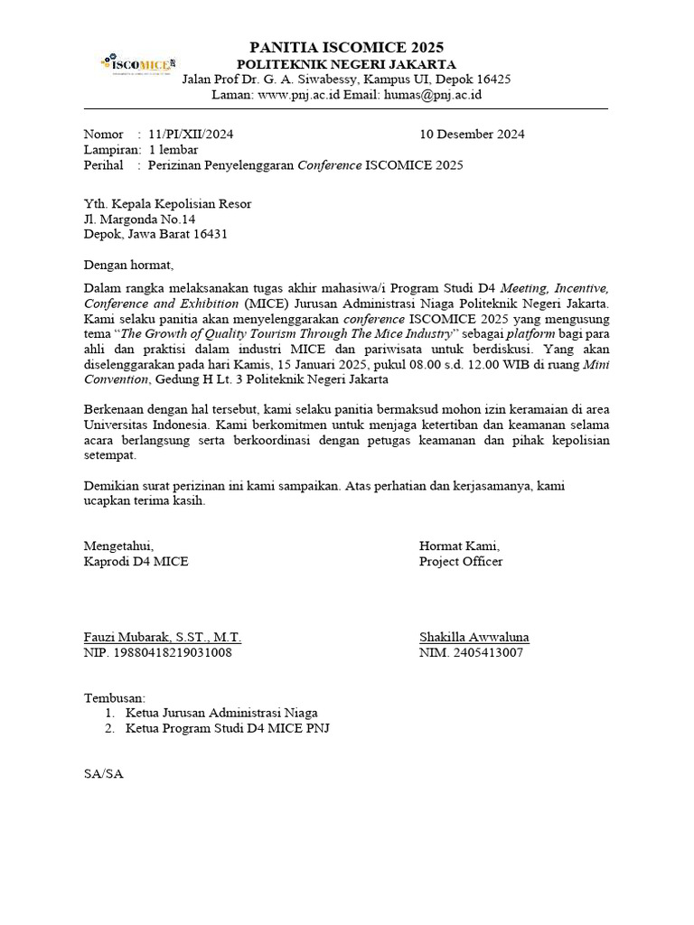 Surat Perizinan Kapolres Pdf