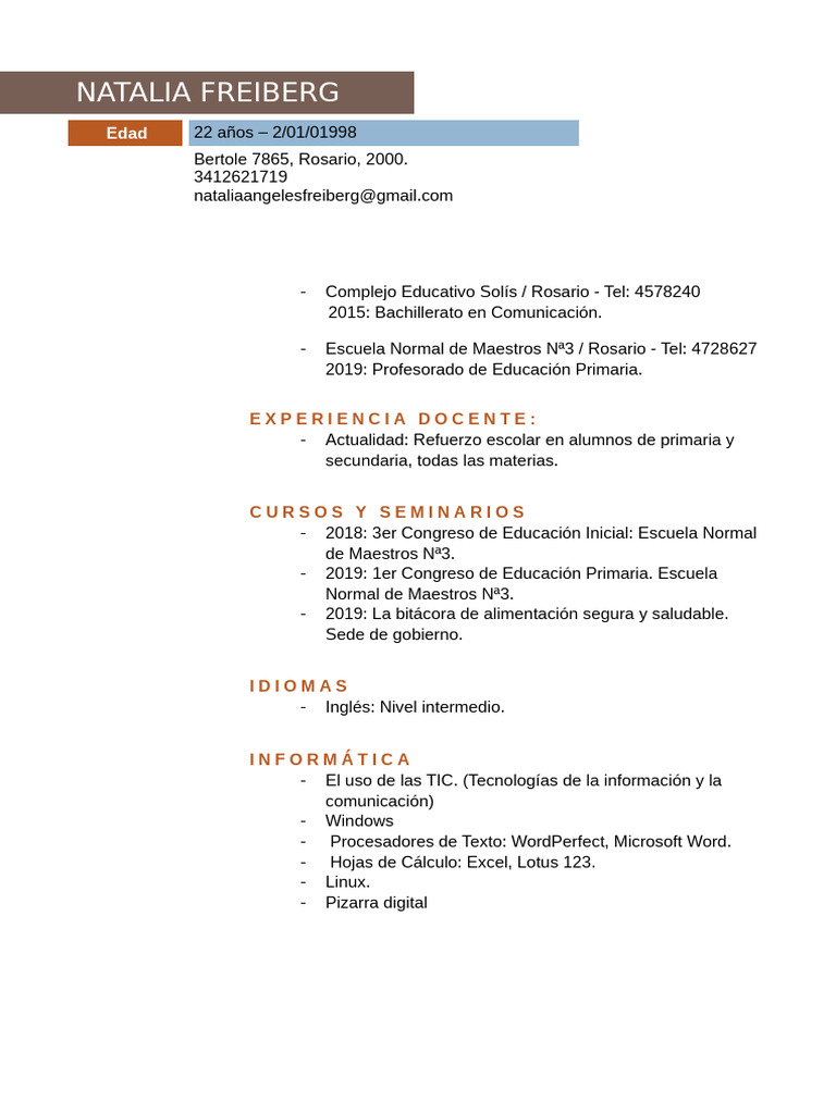 NATALIA FREIBERG - CV | PDF