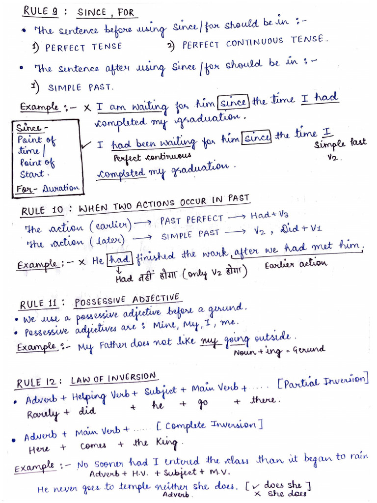 English Grammar Rules 9 To 16 | PDF
