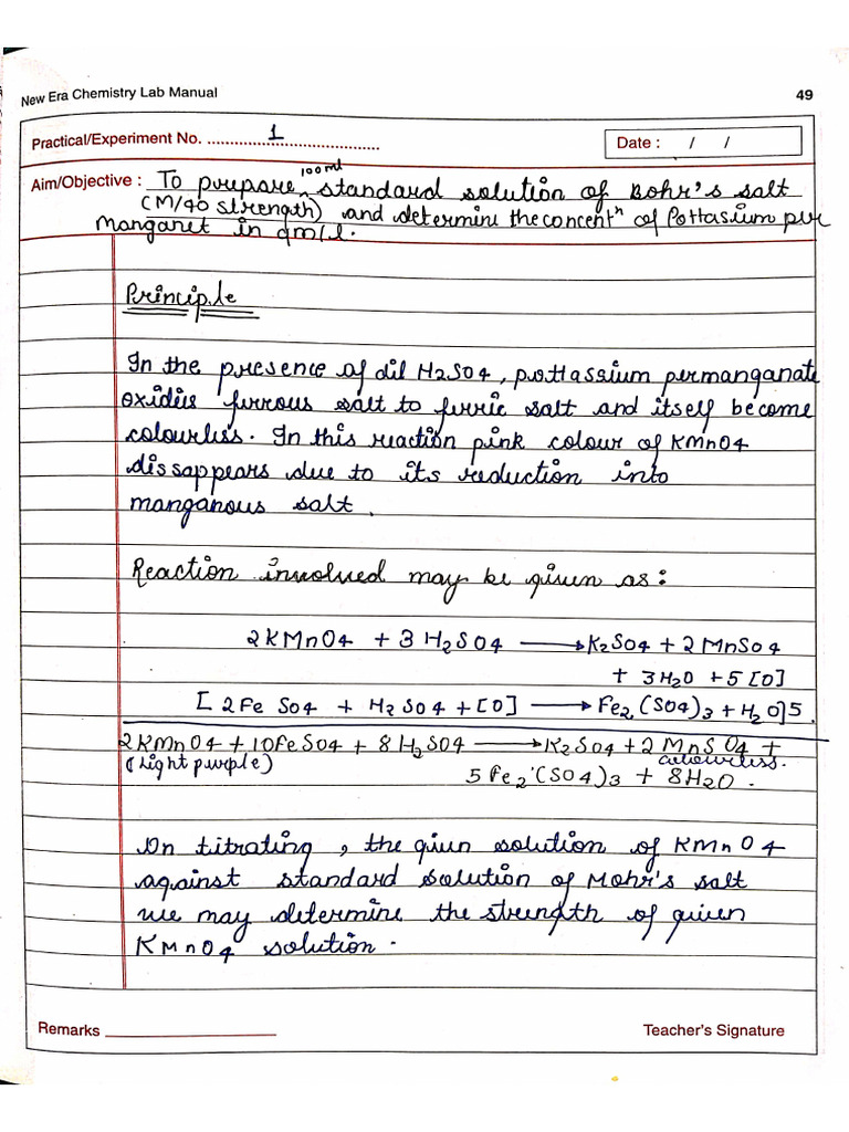 Chemistry Practical Class 12 | PDF