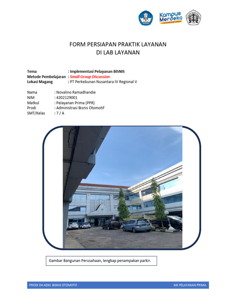 Formulir Persiapan Praktik Layanan Di Lab Pelayanan - Nov 2024. (Novalino Ramadhandie) | PDF