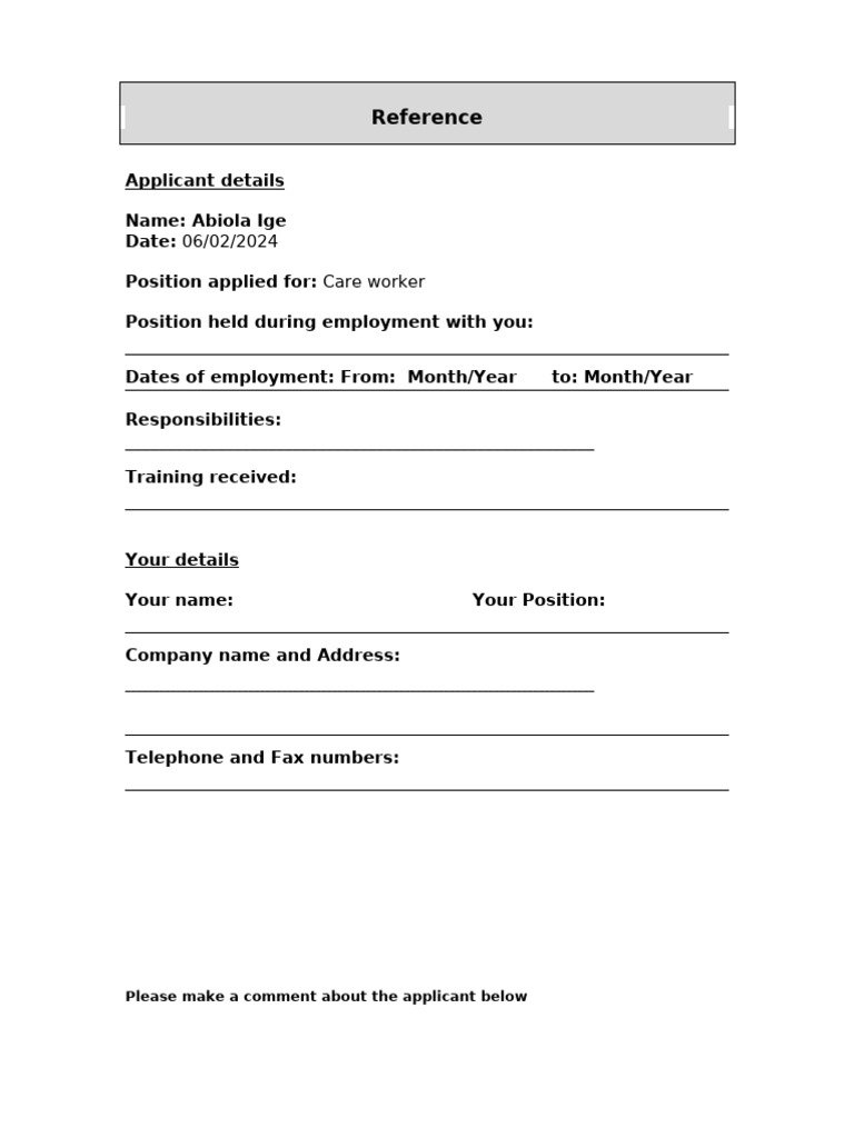 Reference Form | PDF