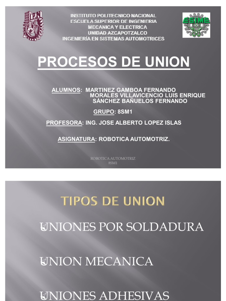 Procesos de Union | PDF | Soldadura | Construcción