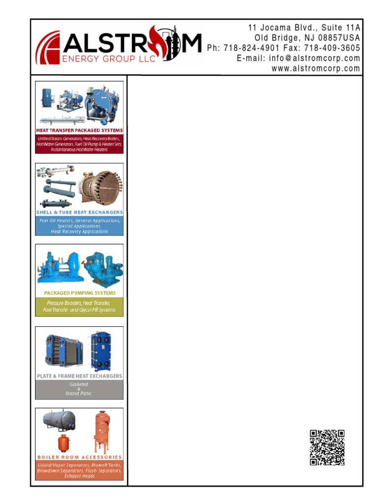 Alstrom Product Line Card | PDF | Heat Exchanger | Boiler