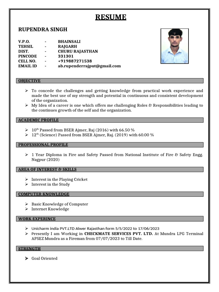 Rupendra Singh Resume | PDF