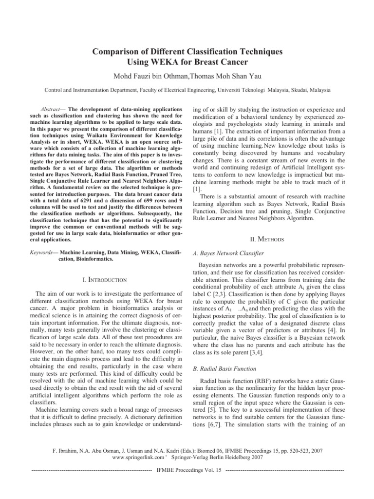 Breast Cancer Classification with WEKA | PDF | Statistical Classification | Machine Learning