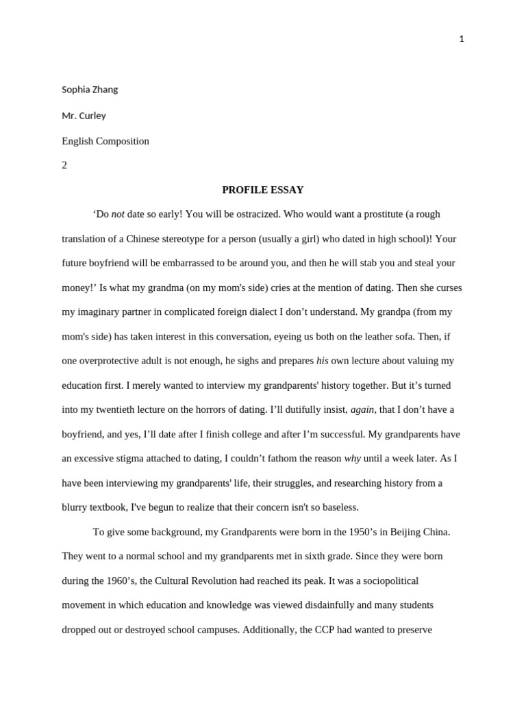 Profile Essay Copy | PDF | Grandparent