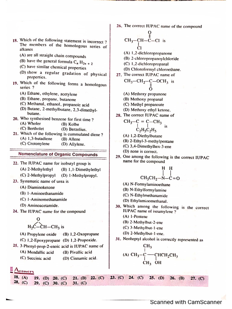 GOC,Isomerism,Nomenclature 11th worksheet | PDF