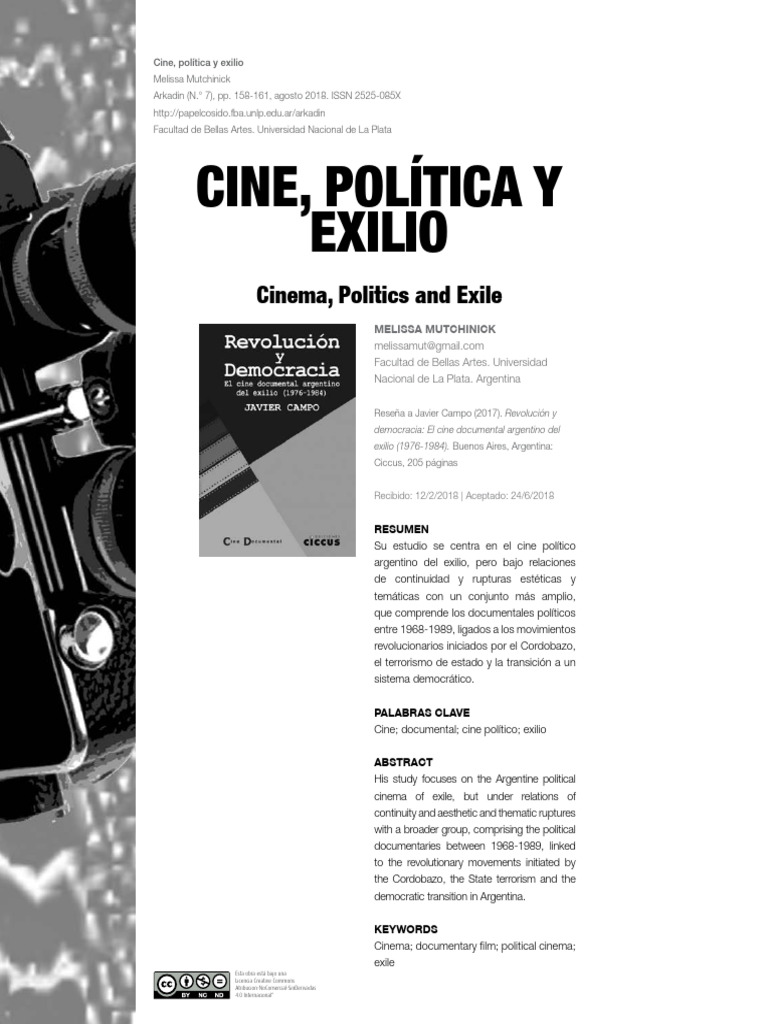 Cine, Politica y Exilio (Reseña Del Libro de Javier Campo) - Melissa ...