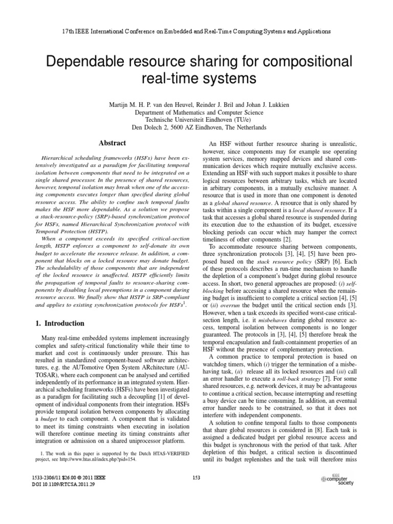 Dependable Resource Sharing For Compositional Real-Time Systems | PDF | Scheduling (Computing ...