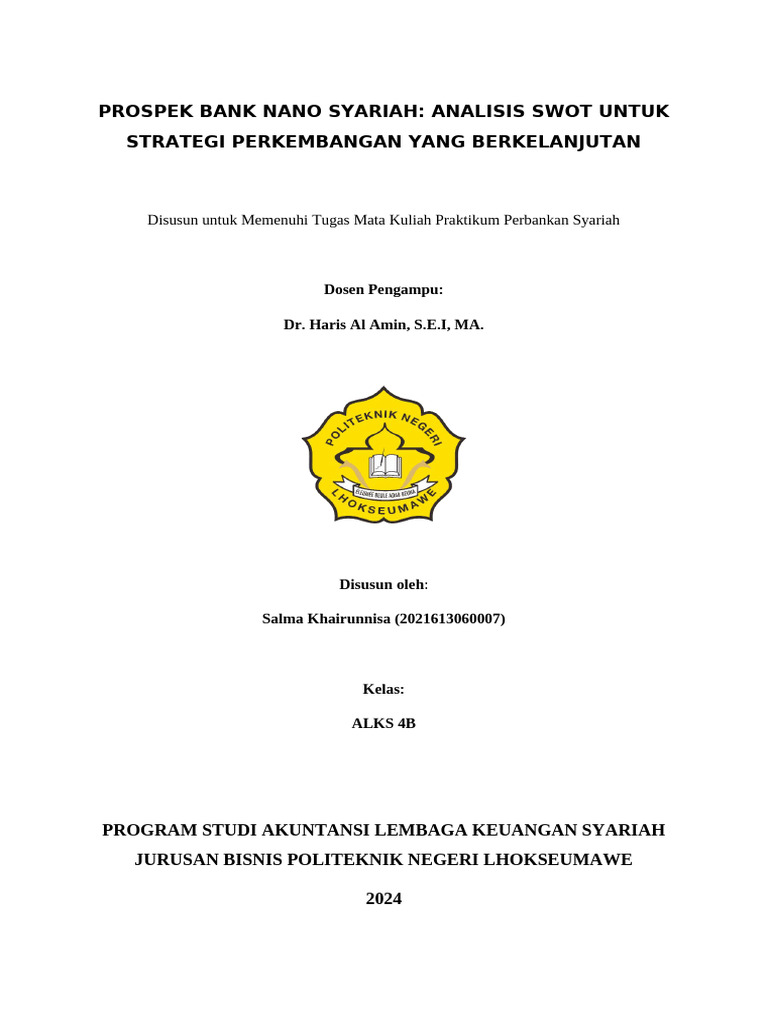 Prospek Bank Nano Syariah | PDF
