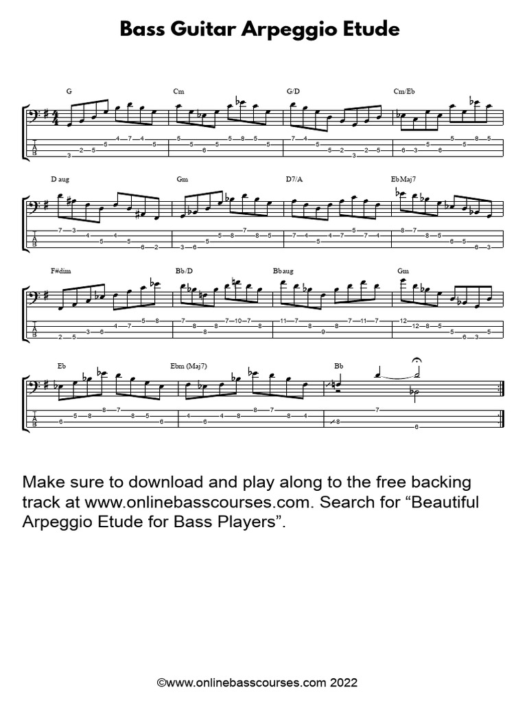 Bass Guitar Arpeggio Etude | PDF | Musical Instruments