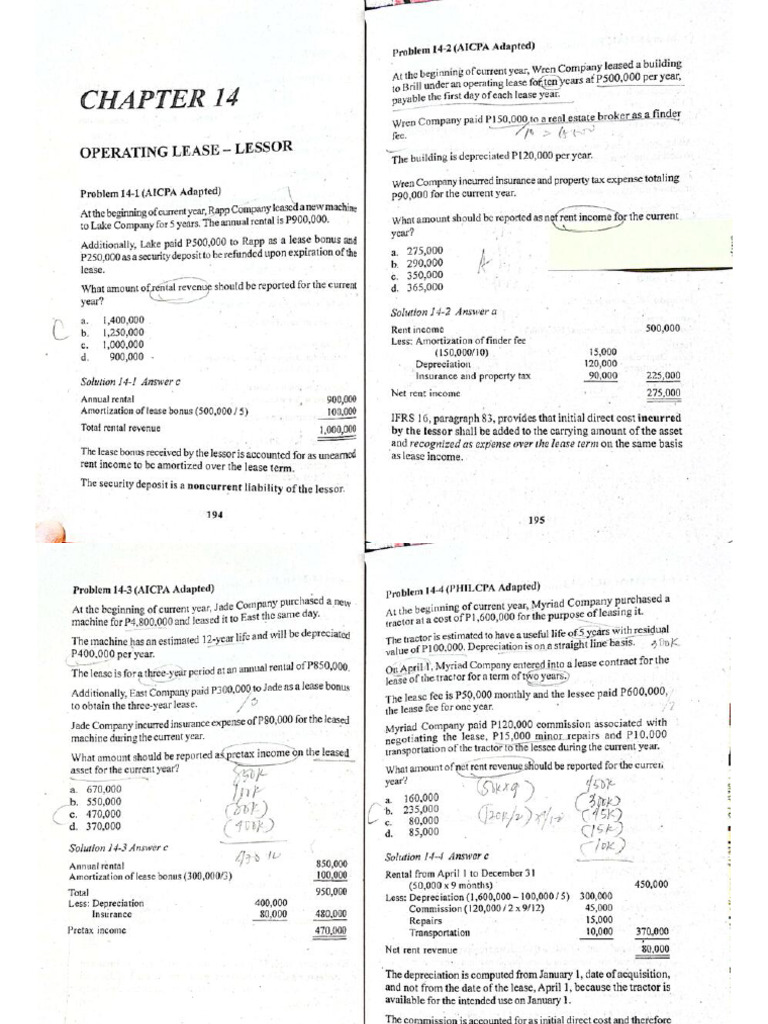 14 OPERATING LEASE–LESSOR | PDF