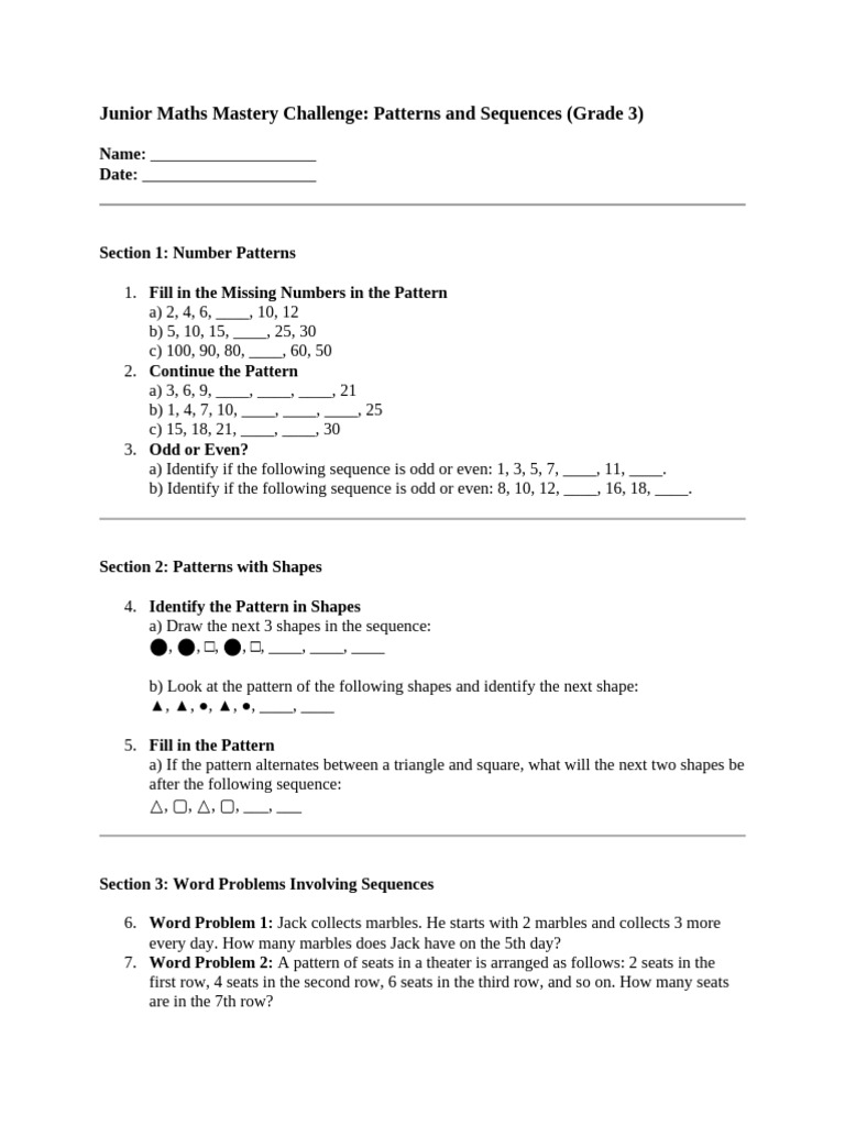 Junior Maths Mastery Challenge Worksheet | PDF | Area | Length