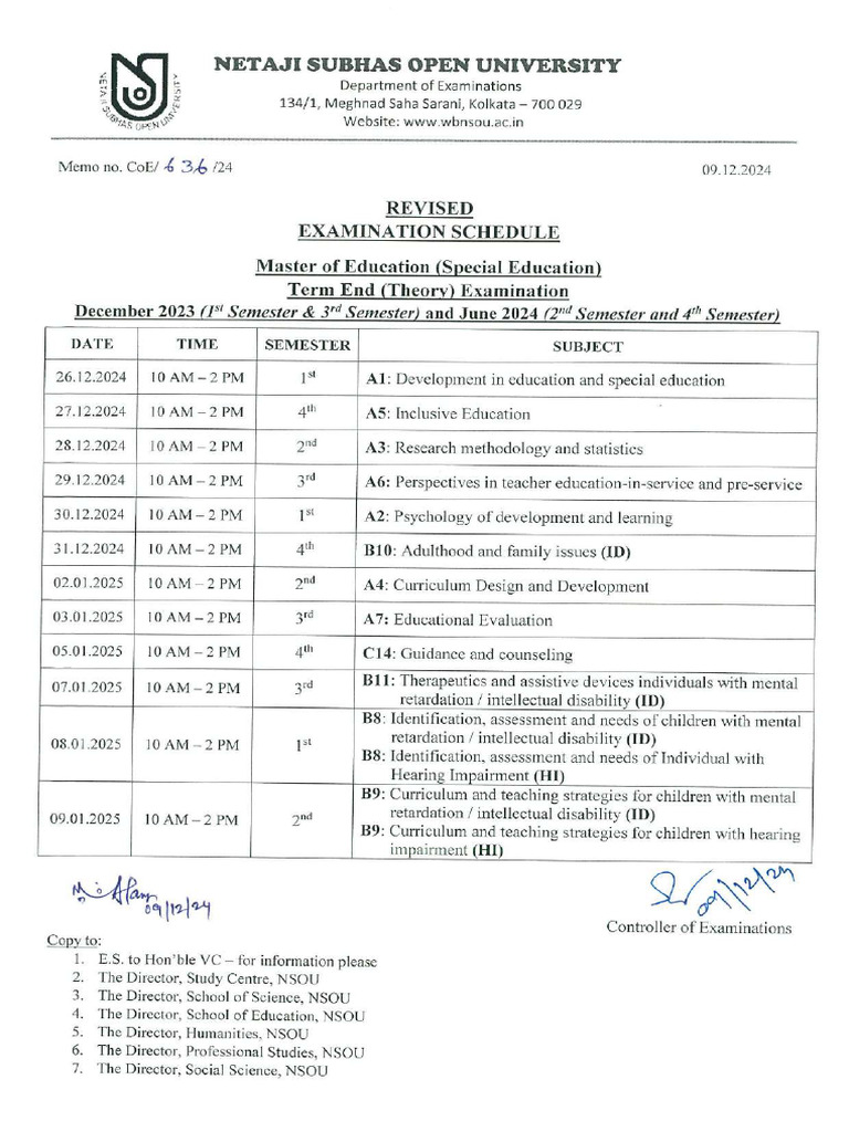 20241209_MEd_Exam_Schedule | PDF