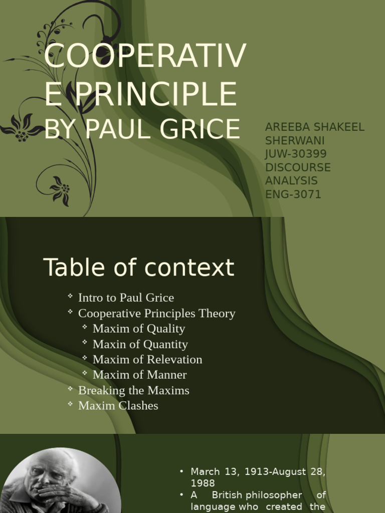 Cooperative Principle by Paul Grice | PDF | Semiotics