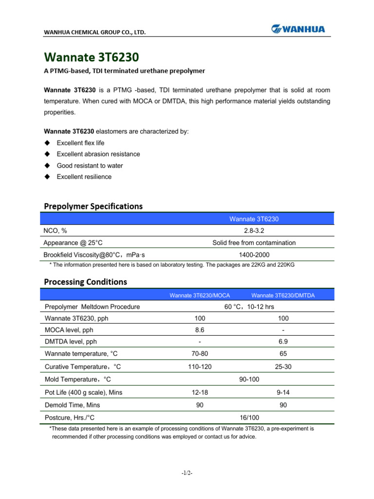 Wannate 3T6230 | PDF | Polyurethane | Materials
