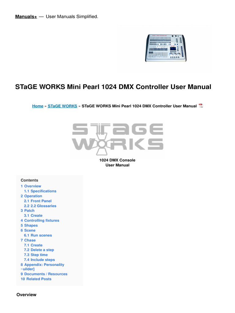 Mini Pearl 1024 DMX Controller Manual | PDF | Computer Science | Computing