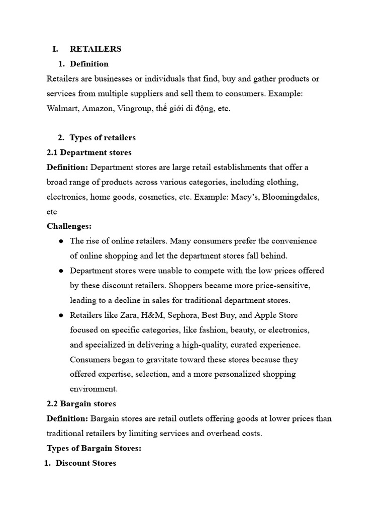 HANDOUT - group 6 | PDF | Retail | Transport