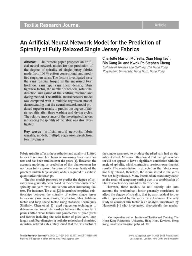 d Single Jersey Fabrics | PDF | Yarn | Regression Analysis