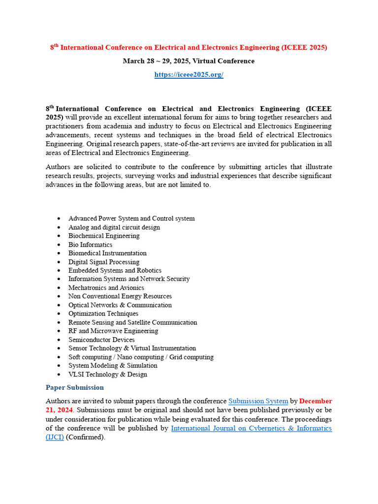 ICEEE 2025 Conference Overview | PDF | Electrical Engineering | Electronics