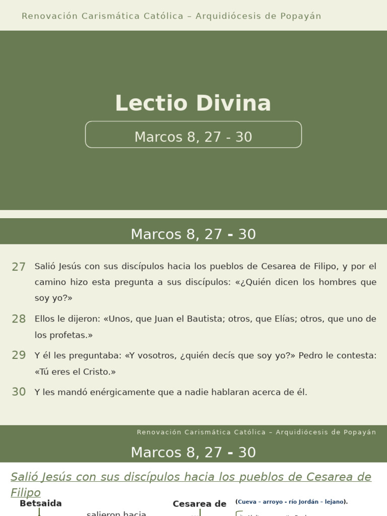 Lectio Divina Marcos 8, 27-30 | PDF | Jesús | Profeta