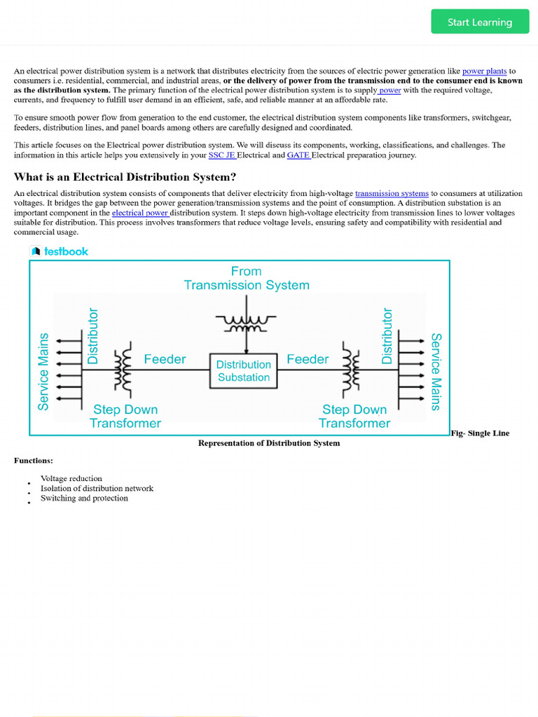 Electrical Power Distribution System_ Know It’s Components & Classification | PDF