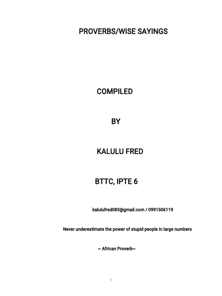 Proverbs and Its Meanings | PDF