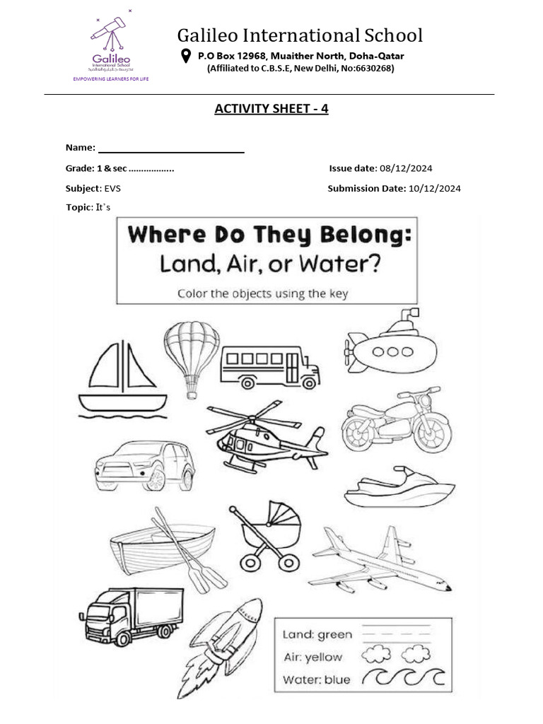 Evs Activity Sheet Grade 1 Edited Pdf