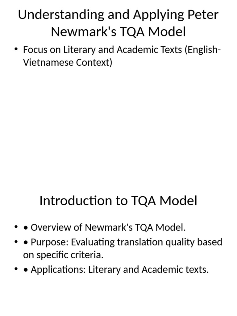 Applying Newmark's TQA Model in Translation | PDF